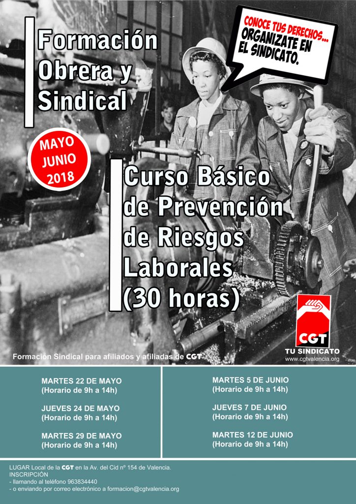 [CGT-Valencia Formación] Curso Básico de Prevención de Riesgos Laborales (30 horas) | CGT País ...